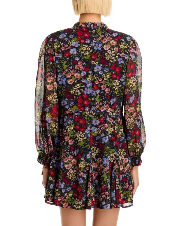 Aqua Ditsy Floral Long Sleeve Mini Dress Exclusive