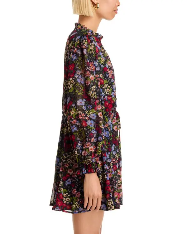 Aqua Ditsy Floral Long Sleeve Mini Dress Exclusive