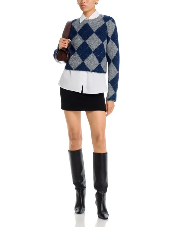 Aqua Argyle Crewneck Long Sleeve Sweater Exclusive