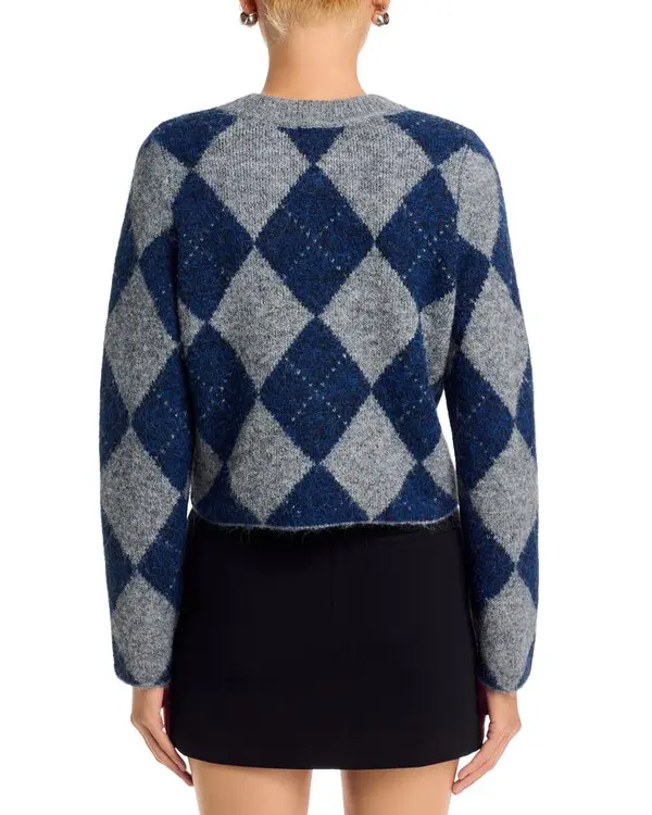 Aqua Argyle Crewneck Long Sleeve Sweater Exclusive