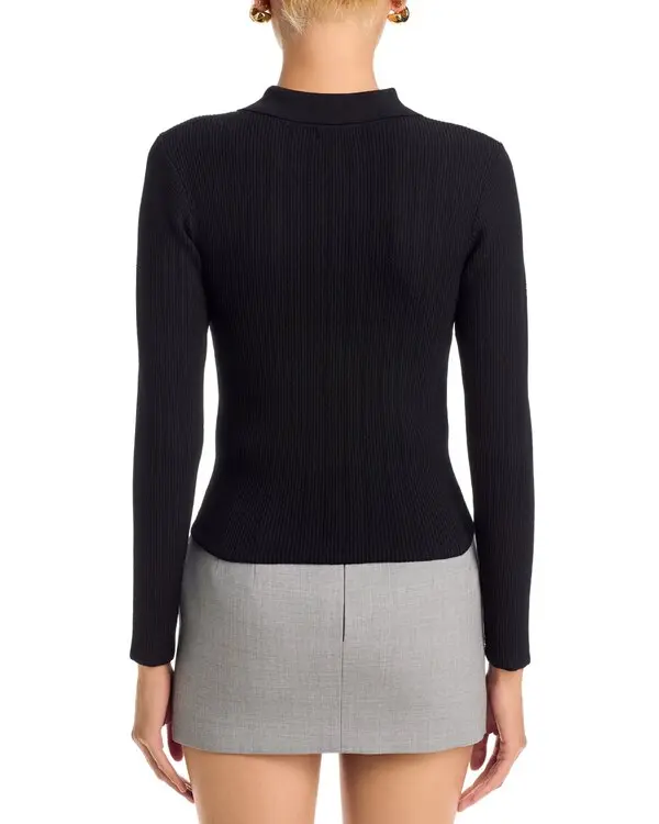 Aqua Gold Button Polo Sweater Exclusive - Black