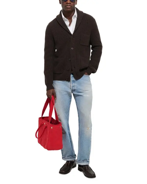 ALEX MILL Wallace Relaxed Fit Washed Cashmere Cardigan - Espresso