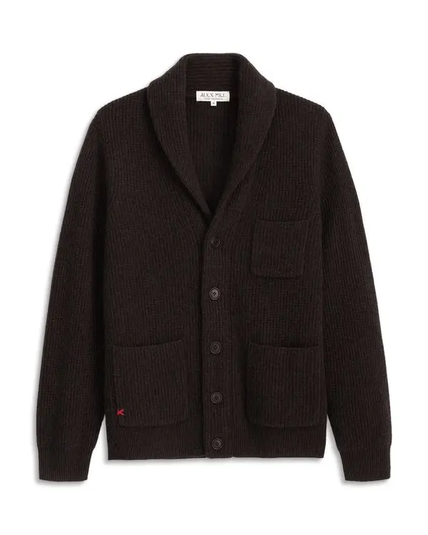 ALEX MILL Wallace Relaxed Fit Washed Cashmere Cardigan - Espresso