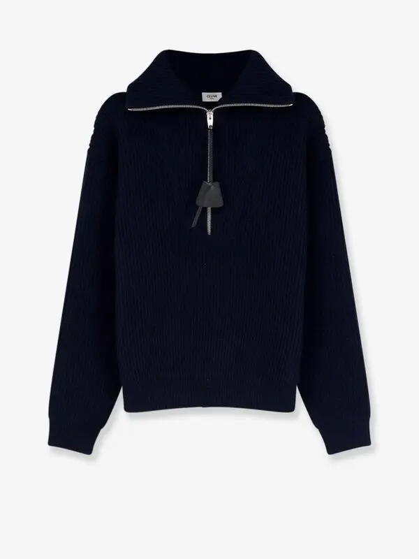 Celine Ribbed Wool And Cashmere Sweater - Blue