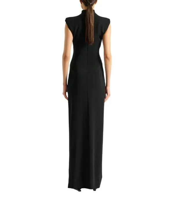 Balmain Long Jersey Dress With Leg Slit - Black