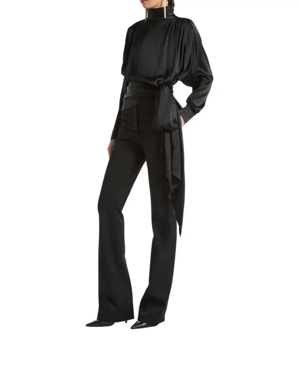 Balmain Silk Satin Blouse With Tie Detail
