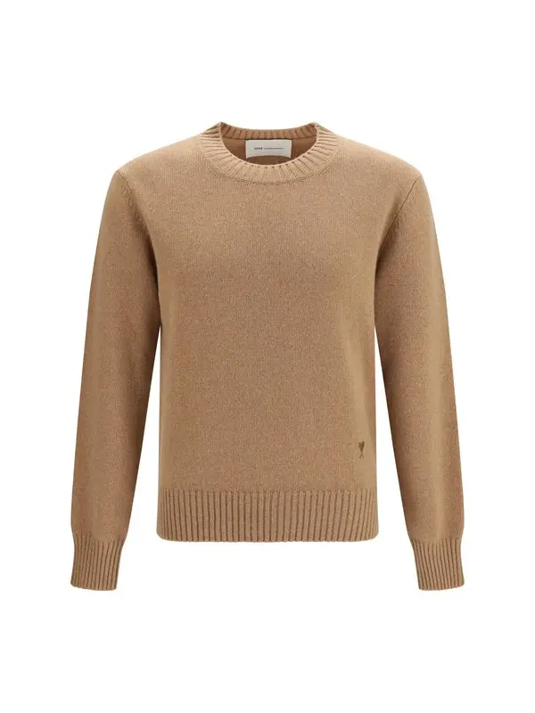 AMI Paris Cashmere And Wool Blend Sweater - Brown