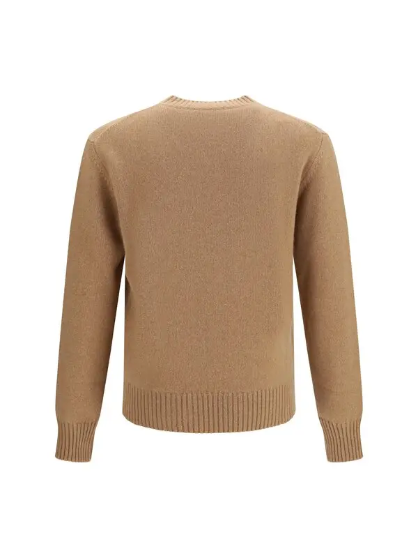 AMI Paris Cashmere And Wool Blend Sweater - Brown