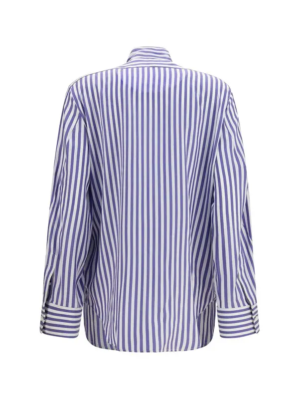 Givenchy Silk Striped Cocoon Shirt With Bow