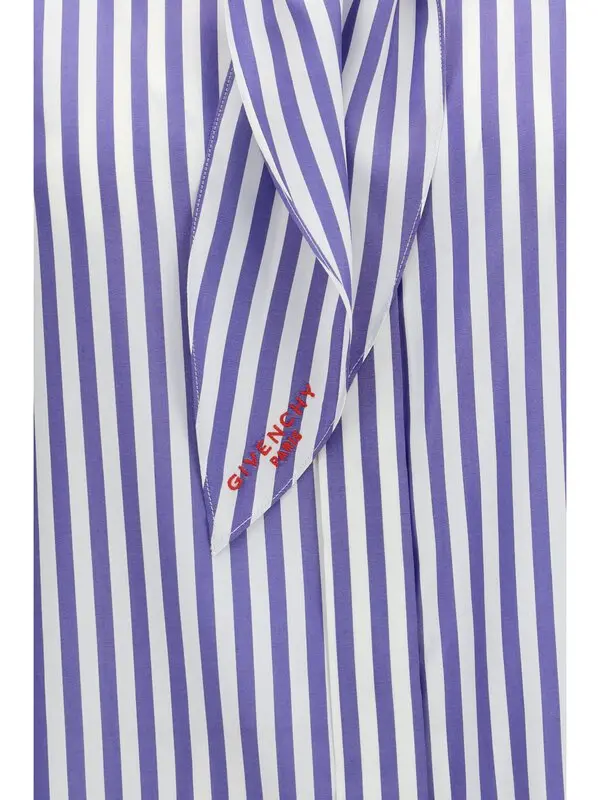 Givenchy Silk Striped Cocoon Shirt With Bow
