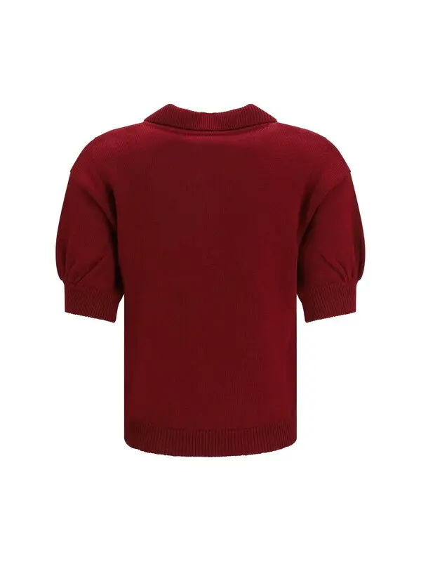 Alessandra Rich Merino Wool Polo Shirt With Buttons