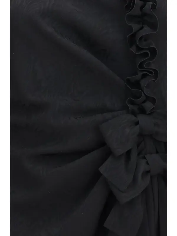 Alessandra Rich Silk Jacquard Mini Dress With Ruffles