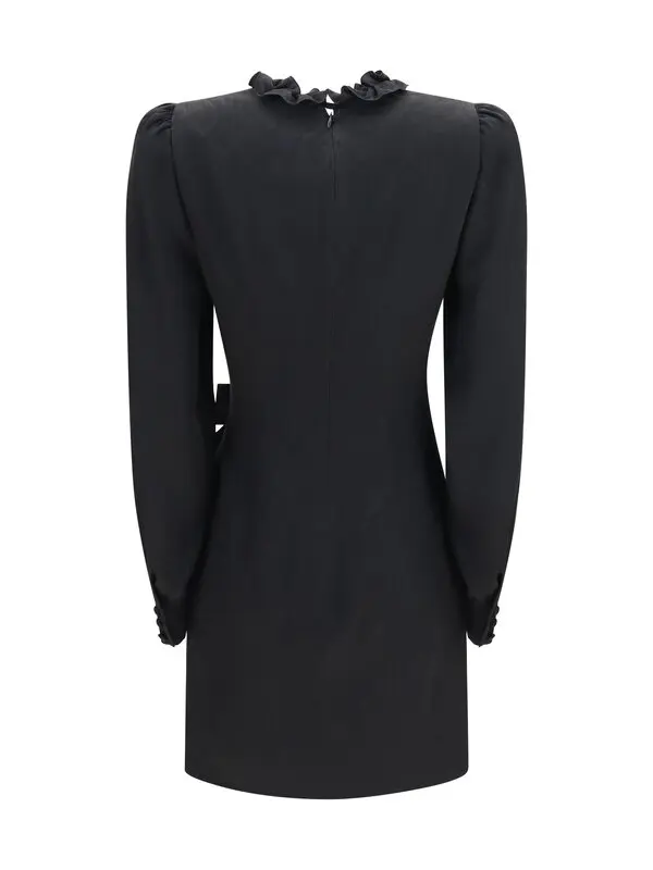 Alessandra Rich Silk Jacquard Mini Dress With Ruffles