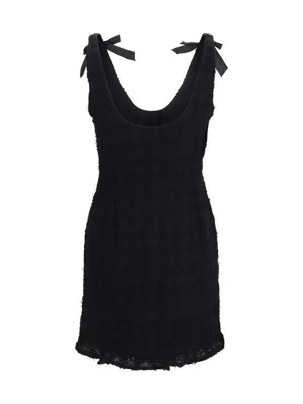 Alessandra Rich Checked Bouclé Tweed Mni Dress With Bows