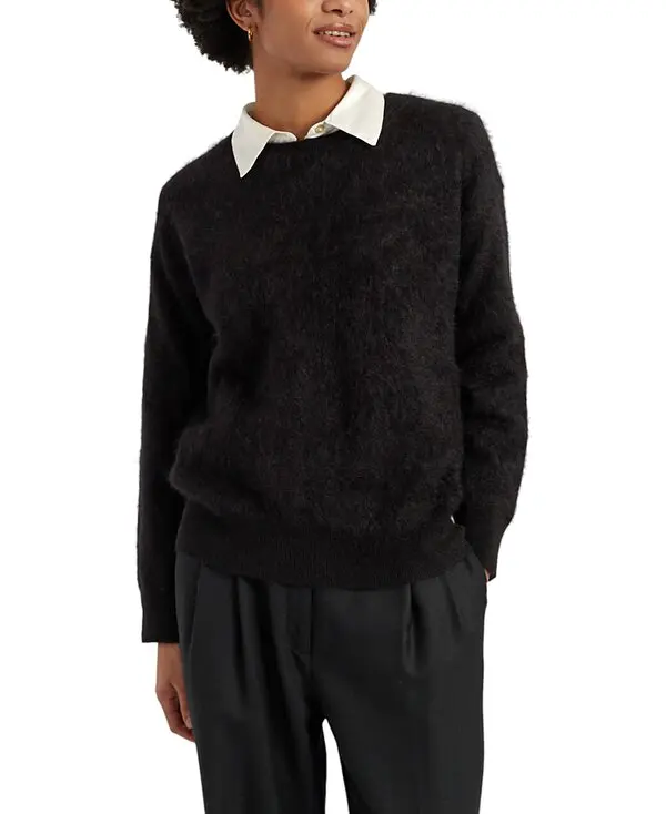 Chinti & Parker Brushed Cashmere Crew Neck Sweater - Black