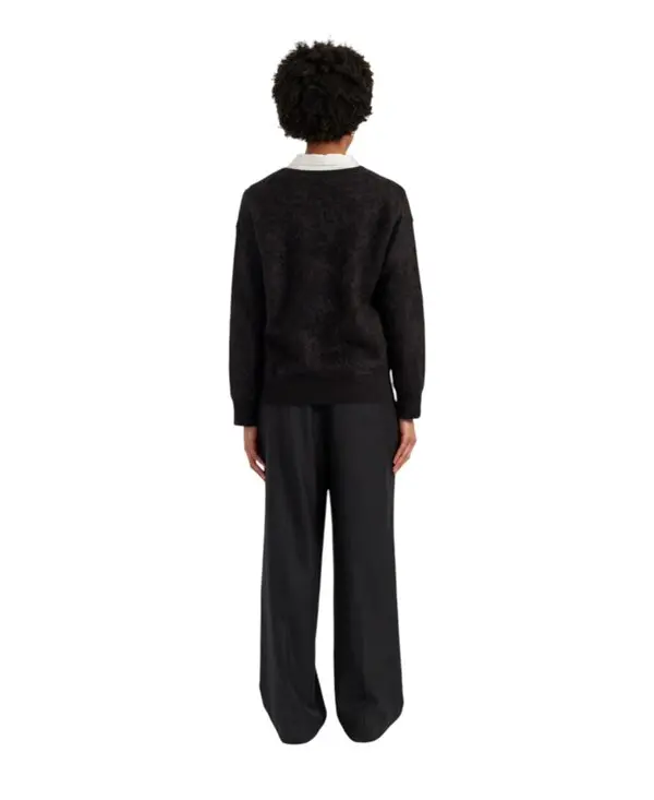 Chinti & Parker Brushed Cashmere Crew Neck Sweater - Black