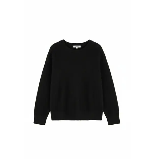 Chinti & Parker Brushed Cashmere Crew Neck Sweater - Black