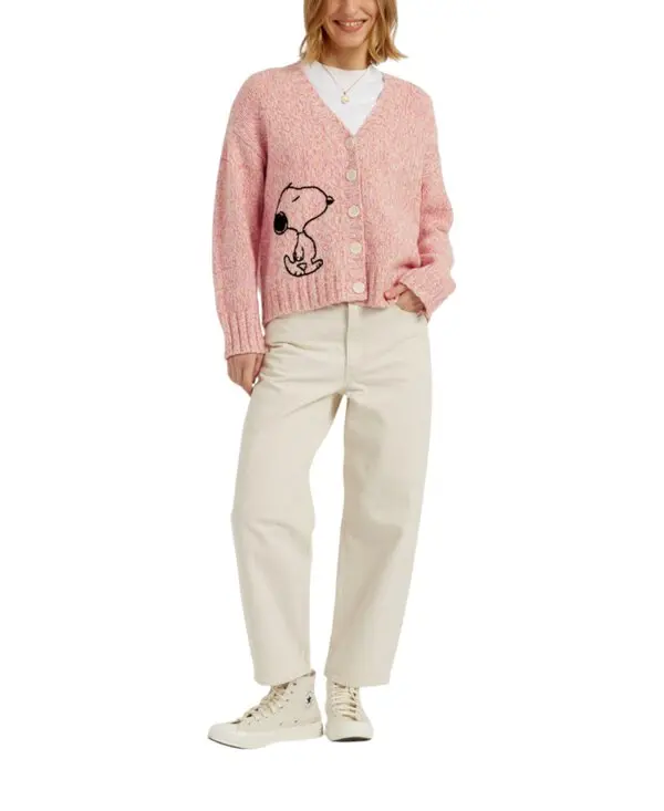 Chinti & Parker Merino Snoopy Marl Cardigan - Multi Pink