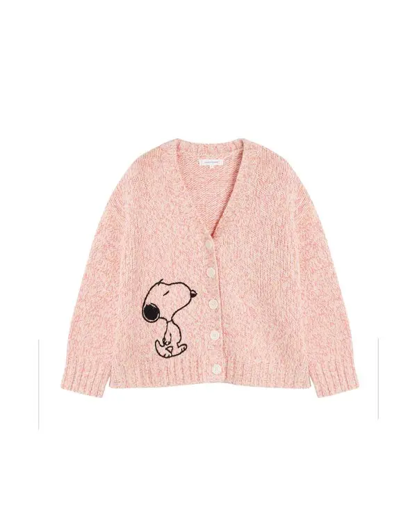 Chinti & Parker Merino Snoopy Marl Cardigan - Multi Pink