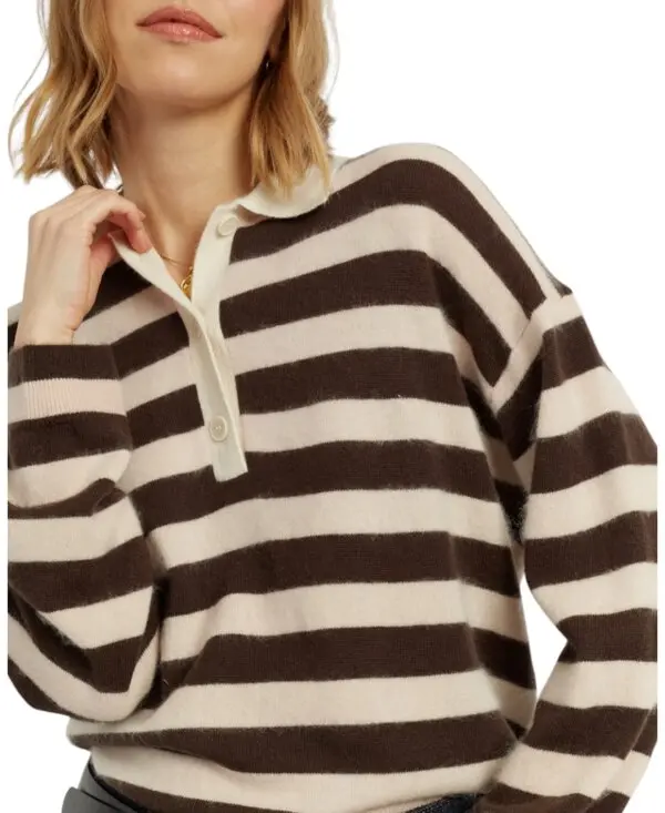 Chinti & Parker Merino Stripe Polo Top - Pink