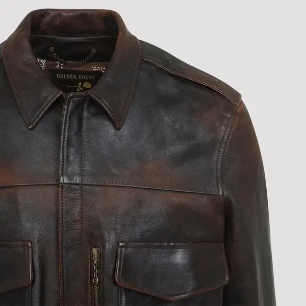 GOLDEN GOOSE Leather Bomber Jacket
