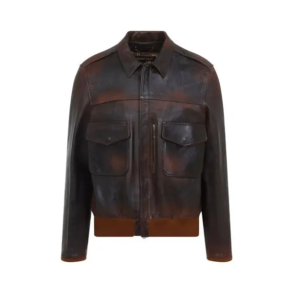 GOLDEN GOOSE Leather Bomber Jacket - Brown