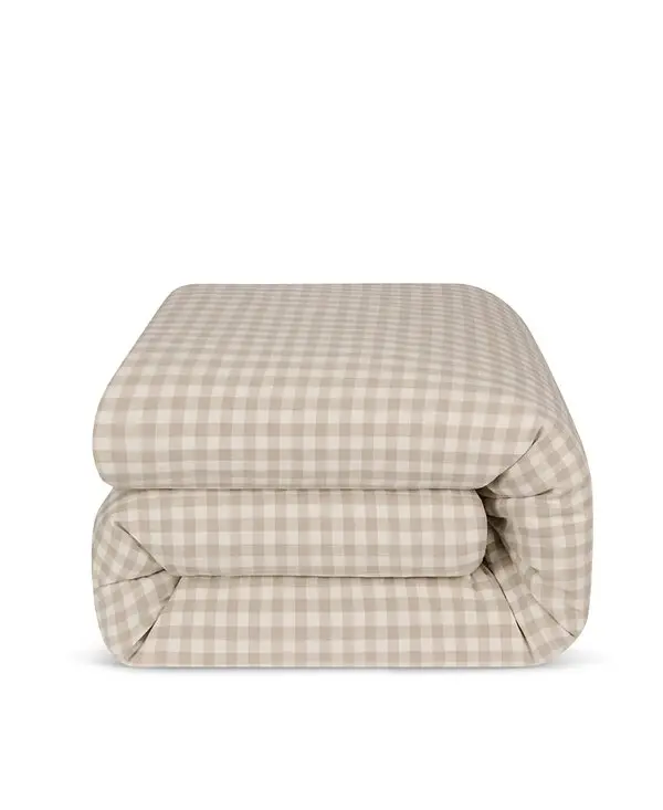 PIGLET IN BED Pembroke Gingham Linen Blend Duvet Cover, Twin - Oatmeal