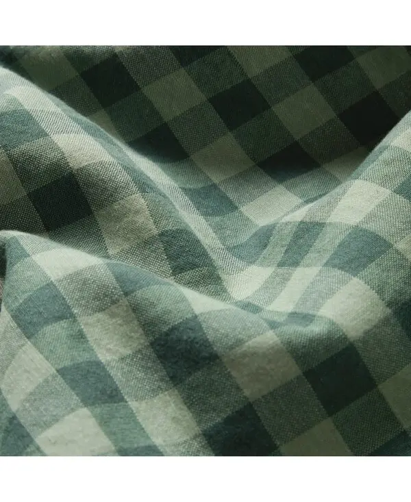 PIGLET IN BED Pembroke Gingham Linen Blend Duvet Cover, Twin - Pine Green
