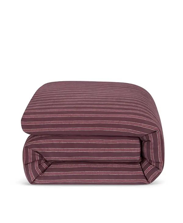 PIGLET IN BED Walderton Stripe Linen Duvet Cover, King - Berry