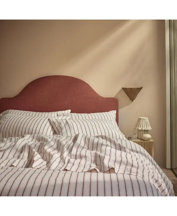 PIGLET IN BED Walderton Stripe Linen Duvet Cover, King - Pearl