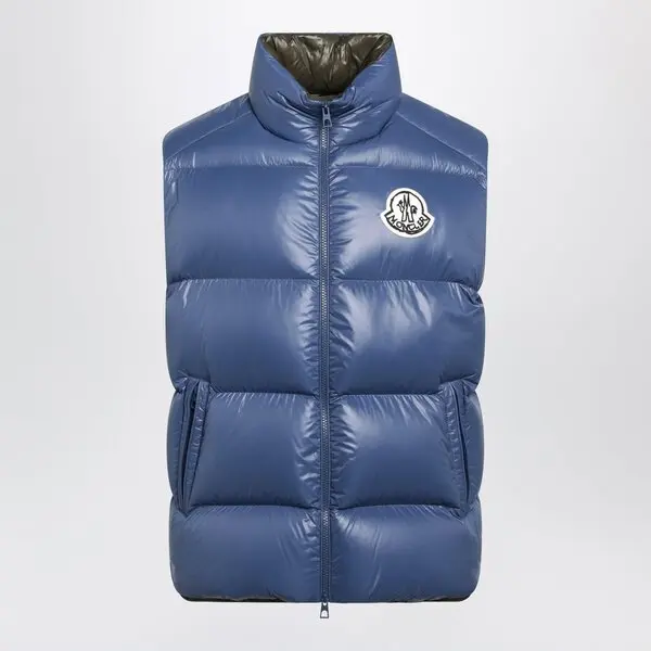 Moncler Light Padded Gilet In Nylon Laque - Blue