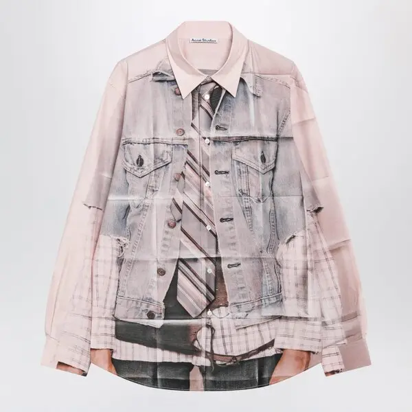 Acne Studios Cotton Shirt With Trompe-lâ€å“il Print - Pink
