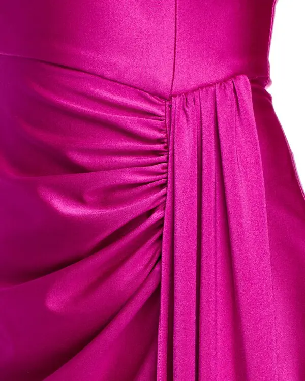Aqua Short Power Sateen Strapless Side Tie Dress Exclusive - Magenta