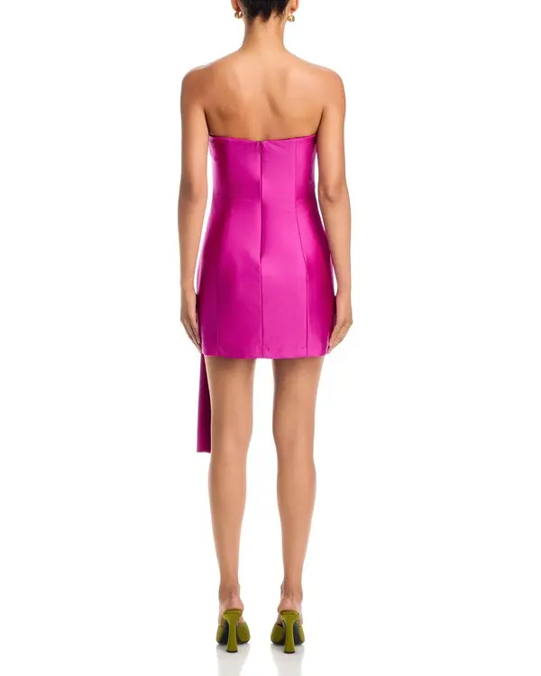 Aqua Short Power Sateen Strapless Side Tie Dress Exclusive - Magenta