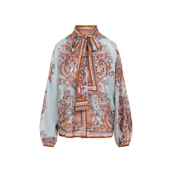 Zimmermann Aster Tie Neck Blouse - Multicolor