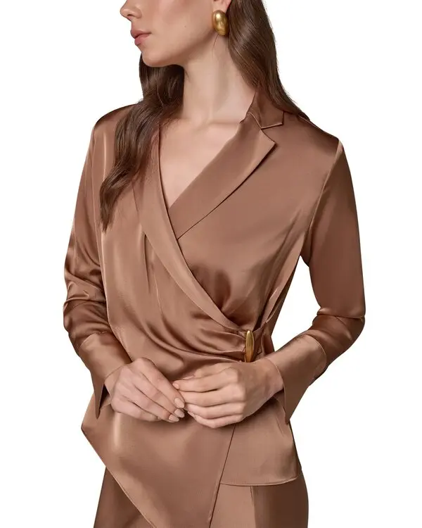 Donna Karan New York Hardware Trim Faux Wrap Blouse