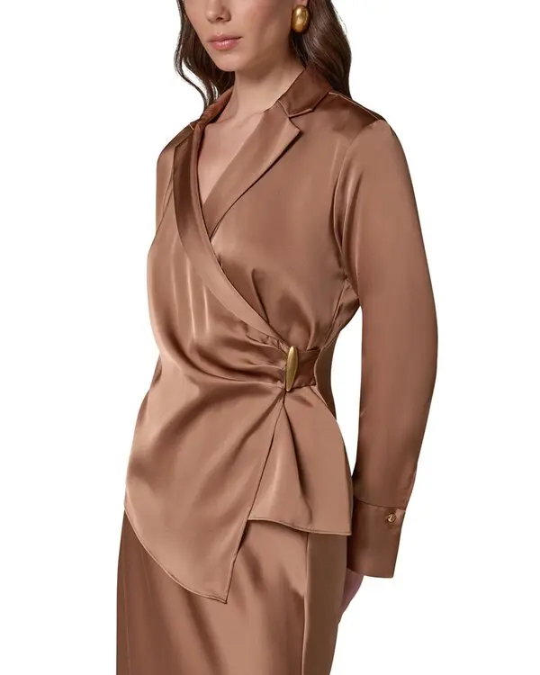 Donna Karan New York Hardware Trim Faux Wrap Blouse