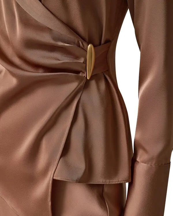 Donna Karan New York Hardware Trim Faux Wrap Blouse