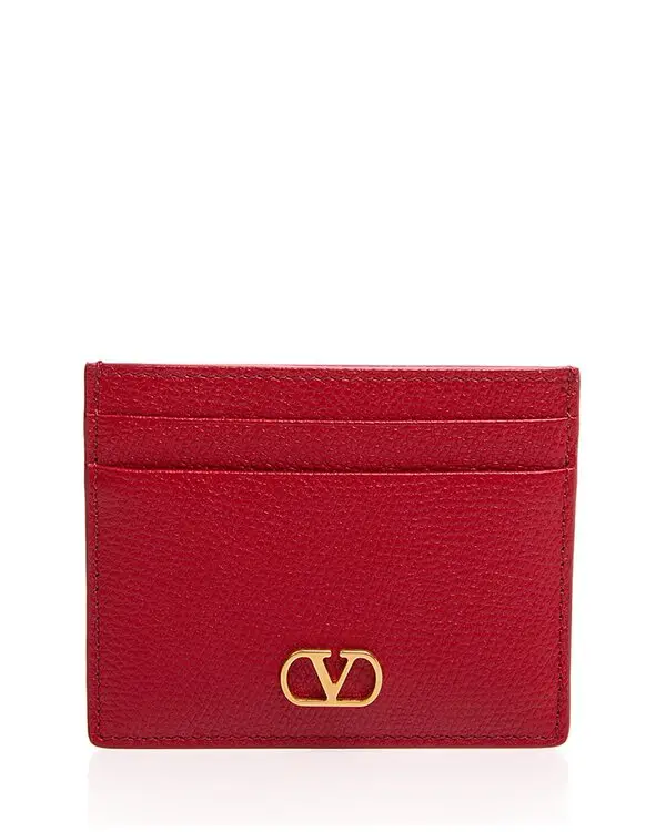 Valentino Garavani Vlogo Grained Leather Card Case - Red