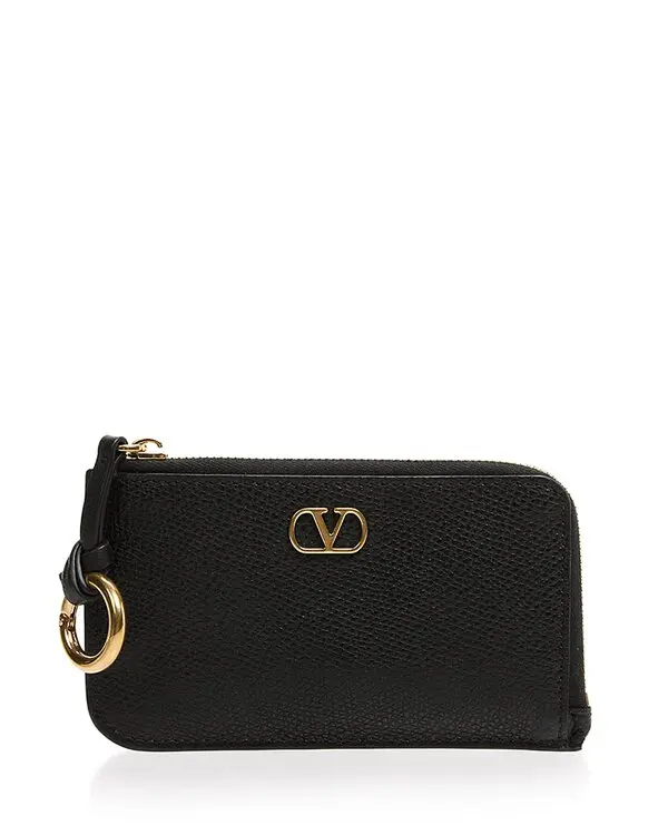 Valentino Garavani Vlogo Grained Leather Coin Purse - Black
