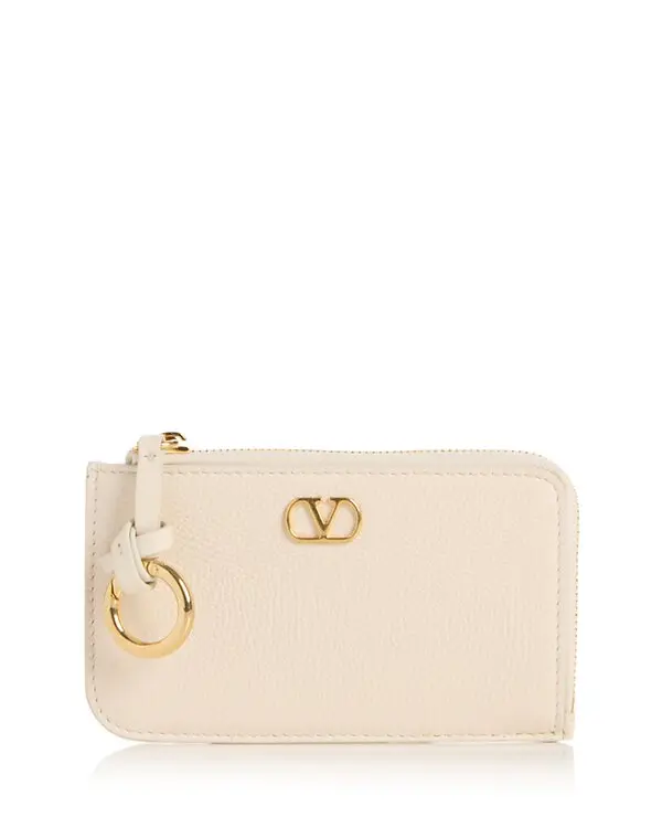 Valentino Garavani Vlogo Grained Leather Coin Purse - Light Ivory