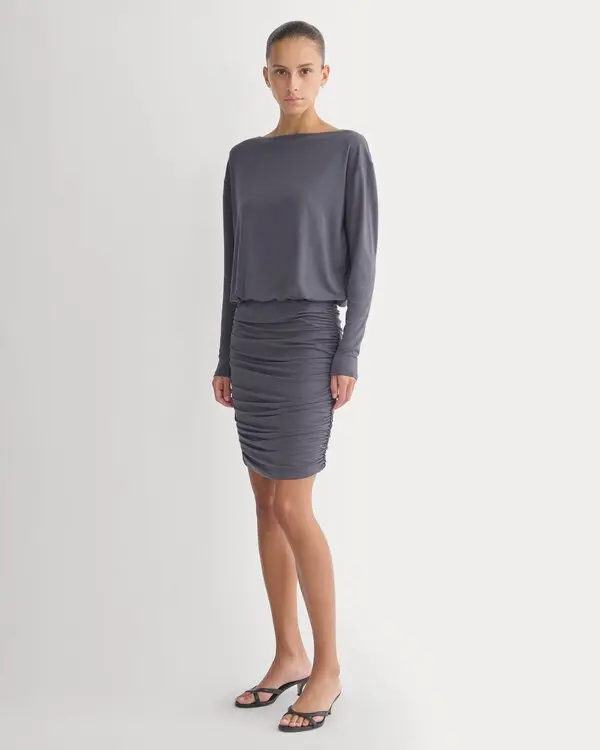 Everlane Drapey Jersey Ruched Mini Dress - Graphite