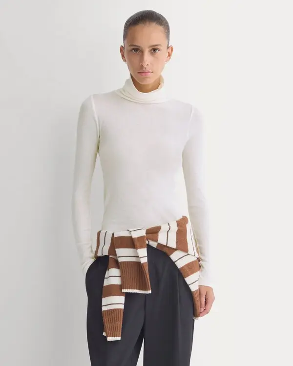 Everlane Tissue Long-sleeve Turtleneck - Bone