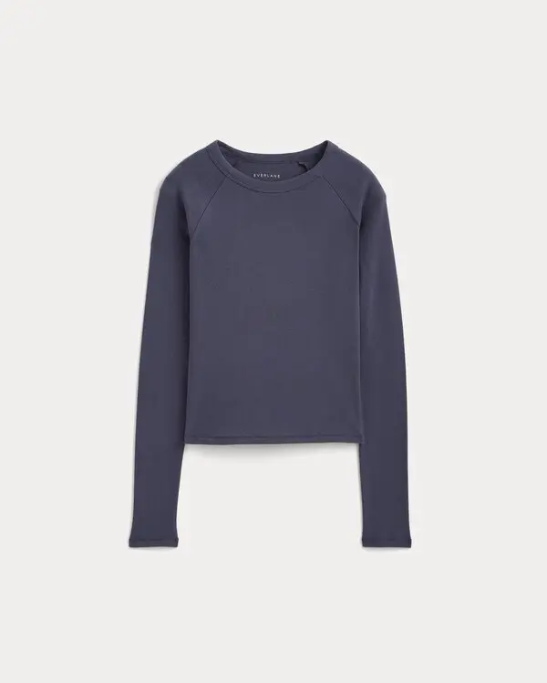 Everlane Retrosoft Cotton Raglan Shirtd Crew - Graystone