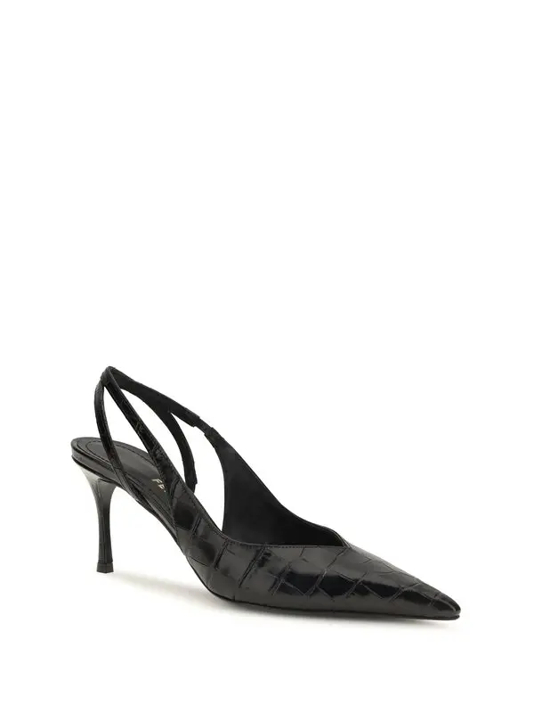 FERRAGAMO Crocodile-effect Leather Slingback Pumps