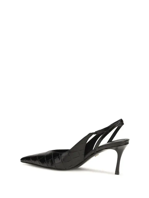 FERRAGAMO Crocodile-effect Leather Slingback Pumps