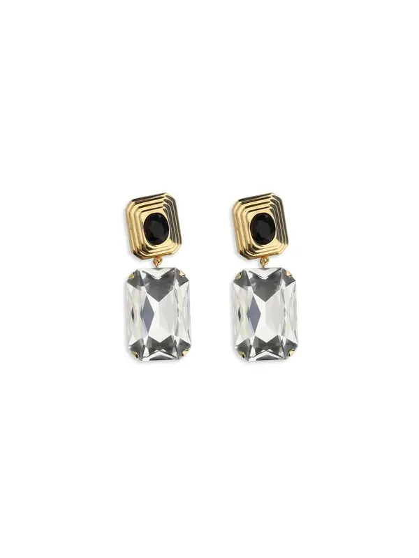 Alessandra Rich Clip-on Earrings With Crystal Drop - Gold