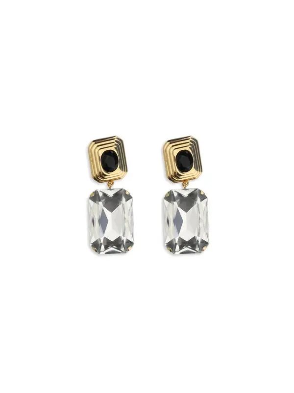 Alessandra Rich Clip-on Earrings With Crystal Drop - Gold