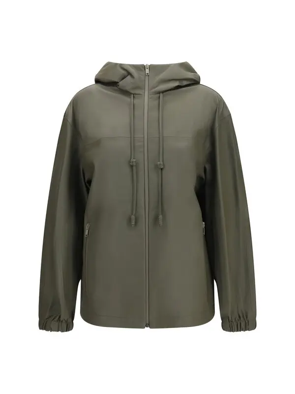 Bottega Veneta Lightweight Nappa Leather Jacket With Intrecciato Hood - Green