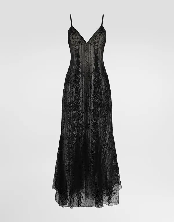 Dolce & Gabbana Chantilly Lace Slip Dress - Black